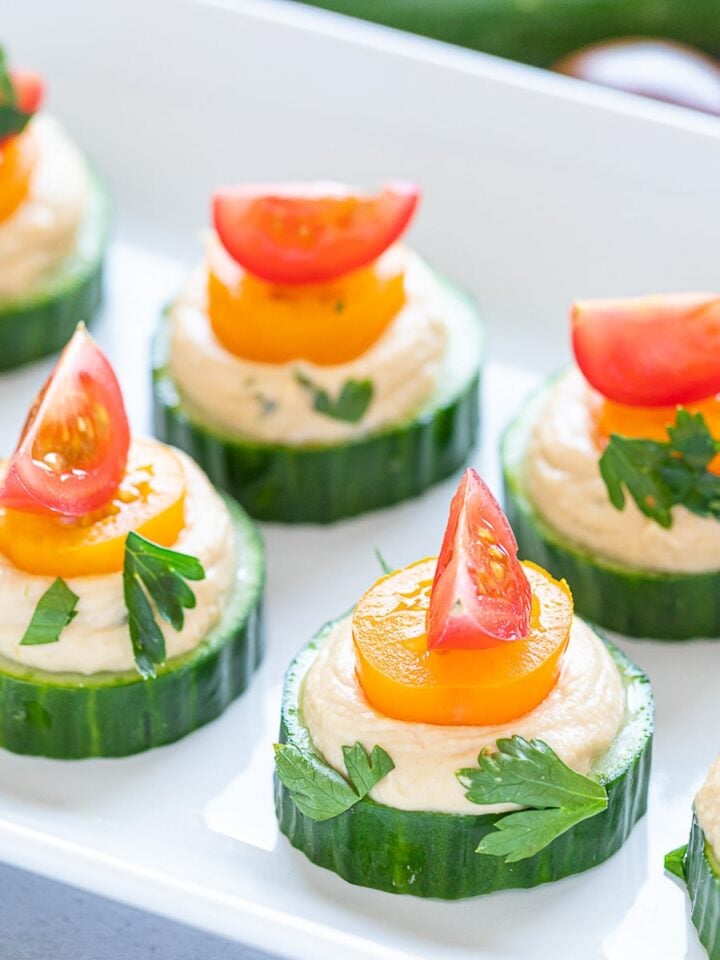 Vegan Cucumber Hummus Bites - Drive Me Hungry