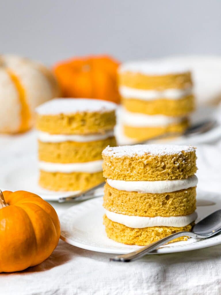 Delicious Mini Pumpkin Layer Cakes - Soft and Fluffy! - Drive Me Hungry