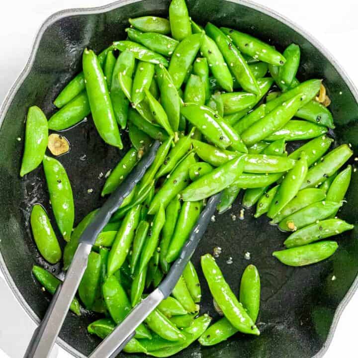Stir Fried Sugar Snap Peas with Garlic and Sesame - Drive Me Hungry