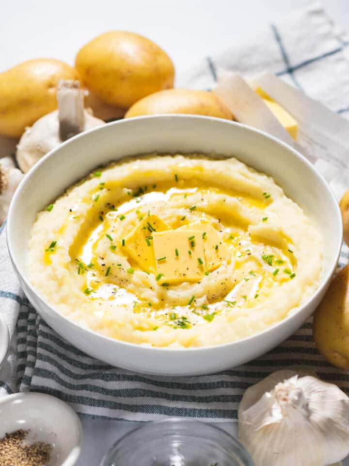 Garlic Mashed Potatoes with Garlic Butter - Drive Me Hungry