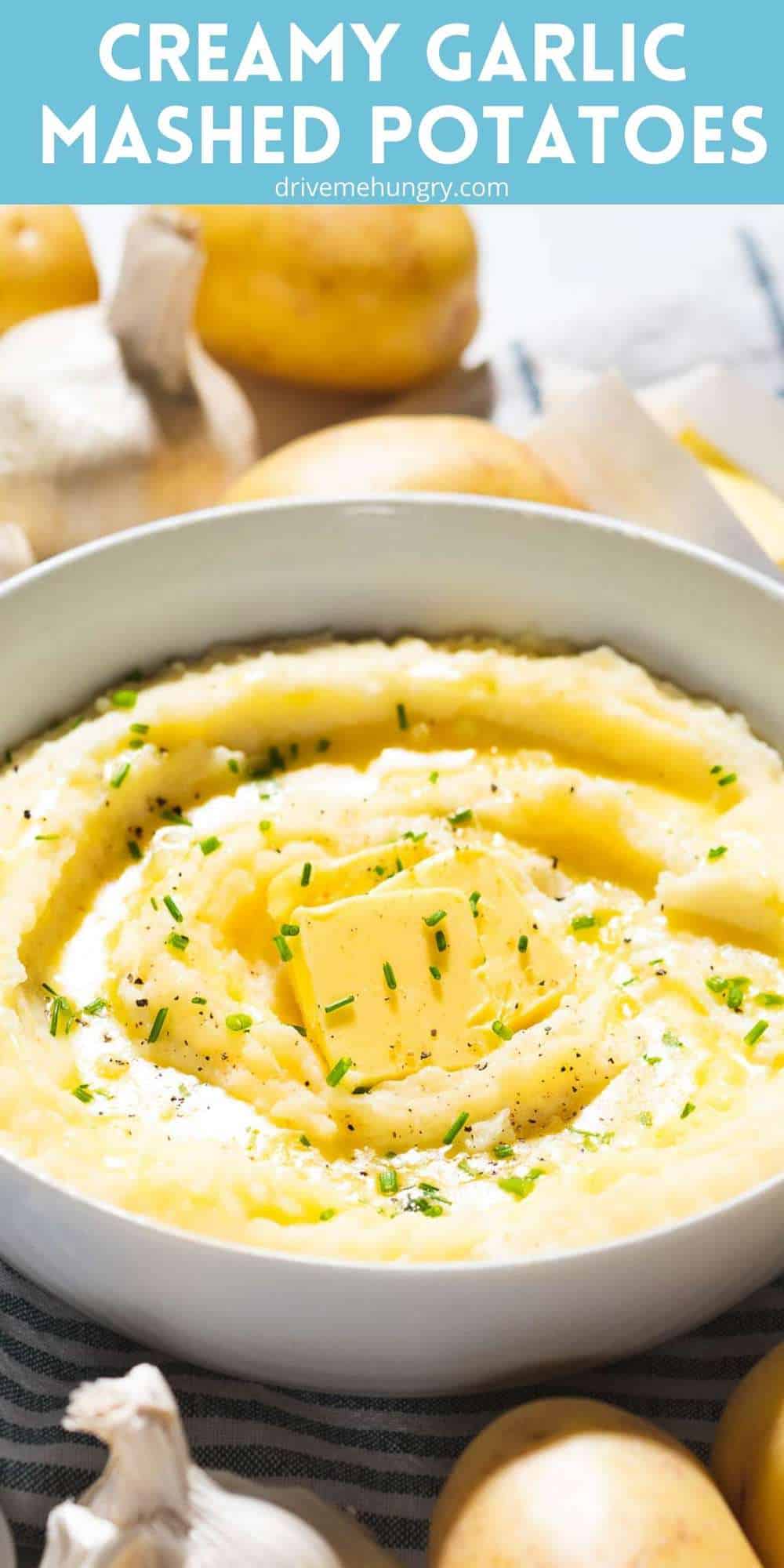 Garlic Mashed Potatoes with Garlic Butter - Drive Me Hungry